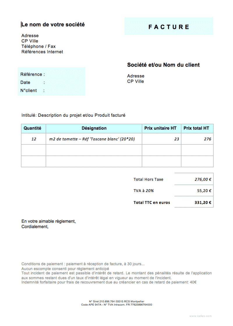 14 Modèles de Facture Word/PDF - 100% Gratuit