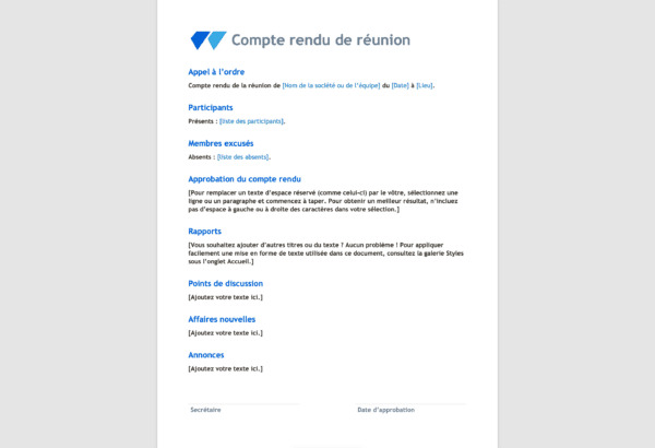 Compte rendu de réunion : 5 modèles gratuits & 9 conseils