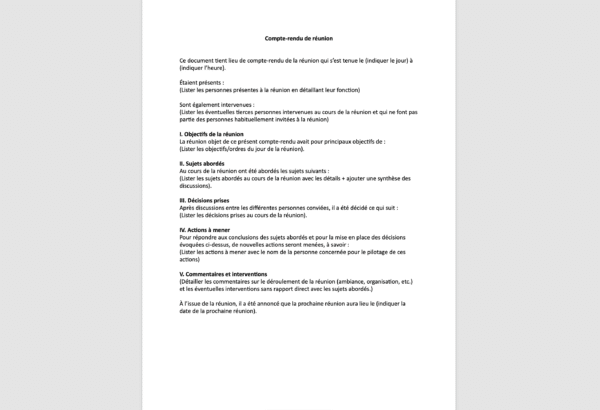 Compte rendu de réunion : 5 modèles gratuits & 9 conseils